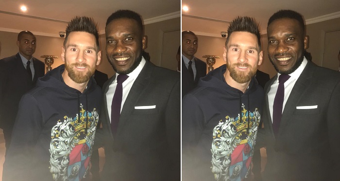 Football Icons! JJ Okocha And Lionel Messi Take Snap Together ...