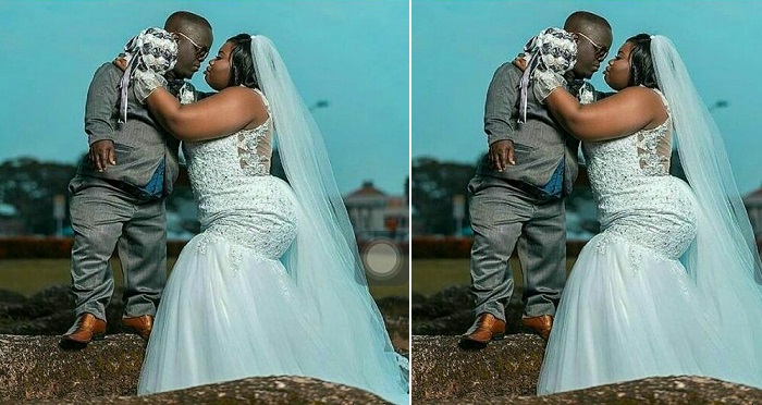 Checkout This Viral Photo Of A Lovely Bride And Her Dwarf Husband ...
