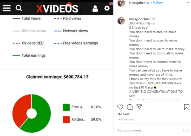 Nigerian p0rn star, Krissyjoh reveals he has made N240m from acting in ...