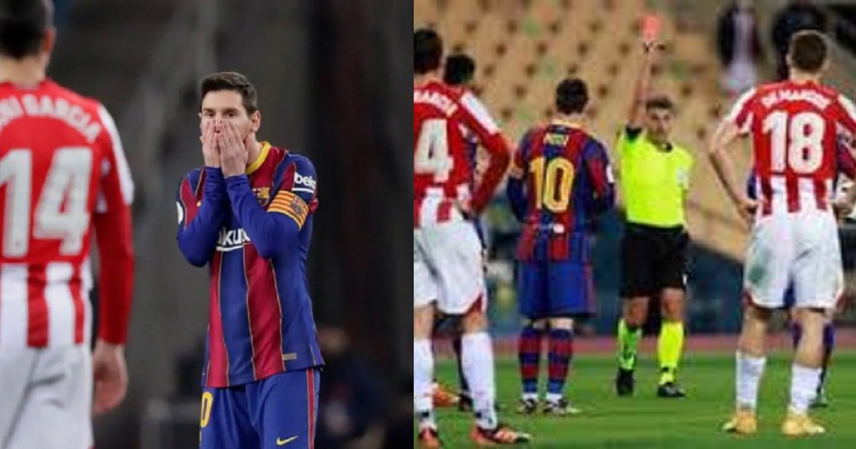 Messi receives 1st ever red card in club football career