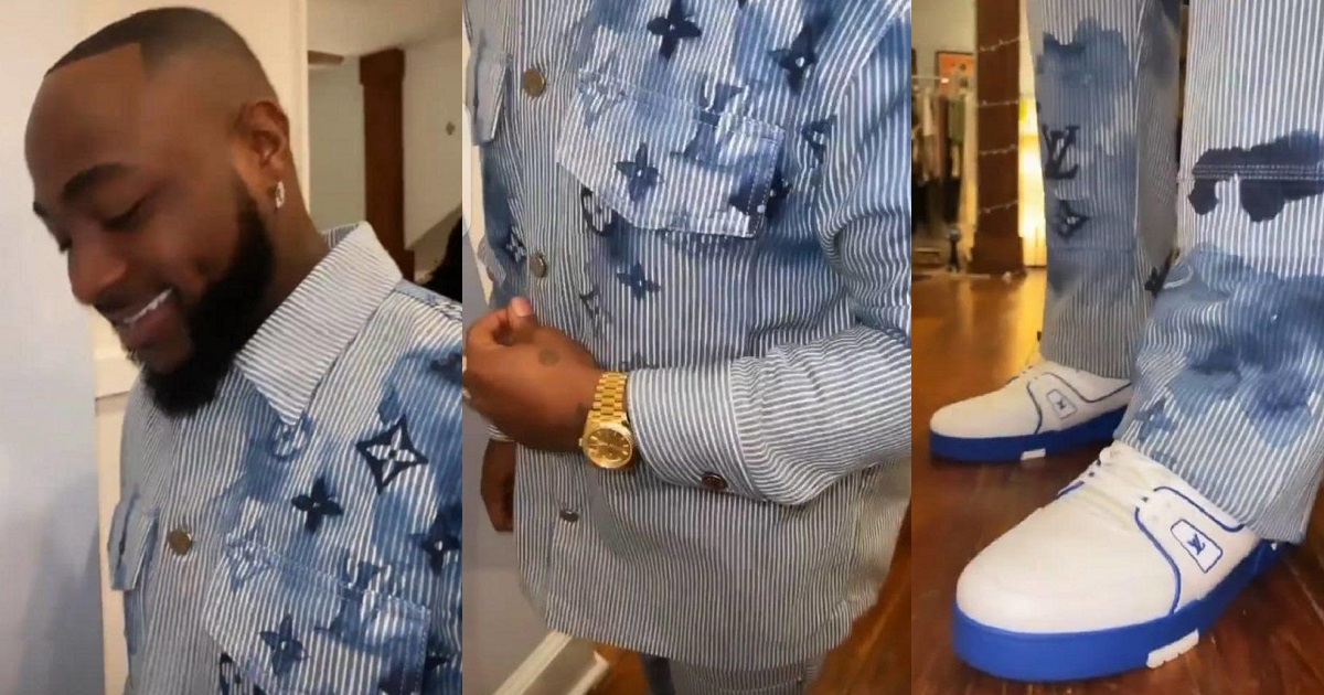 Davido steps out in Louis Vuitton designer outfit worth over N1.7 Million