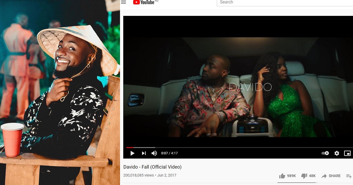 Singer, Davido's hit single "Fall" becomes first Afrobeats music video ...