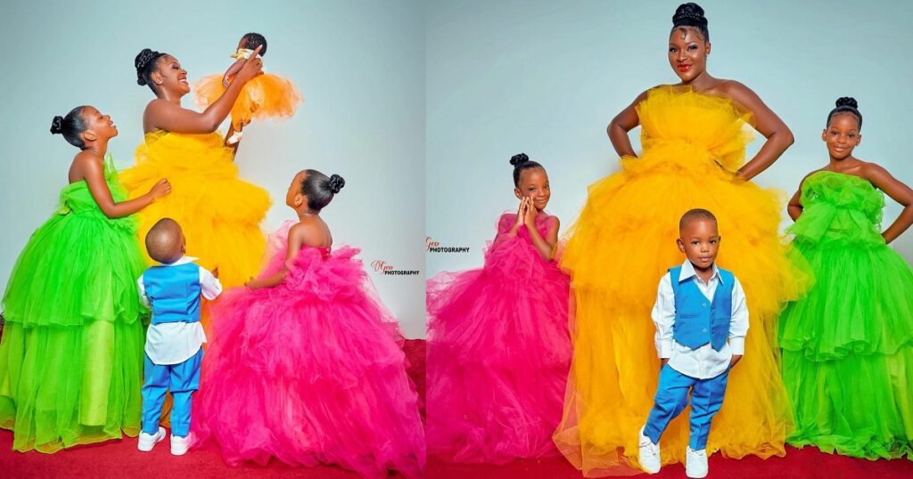 Actress Chacha Eke Faani poses with her children in beautiful new photos