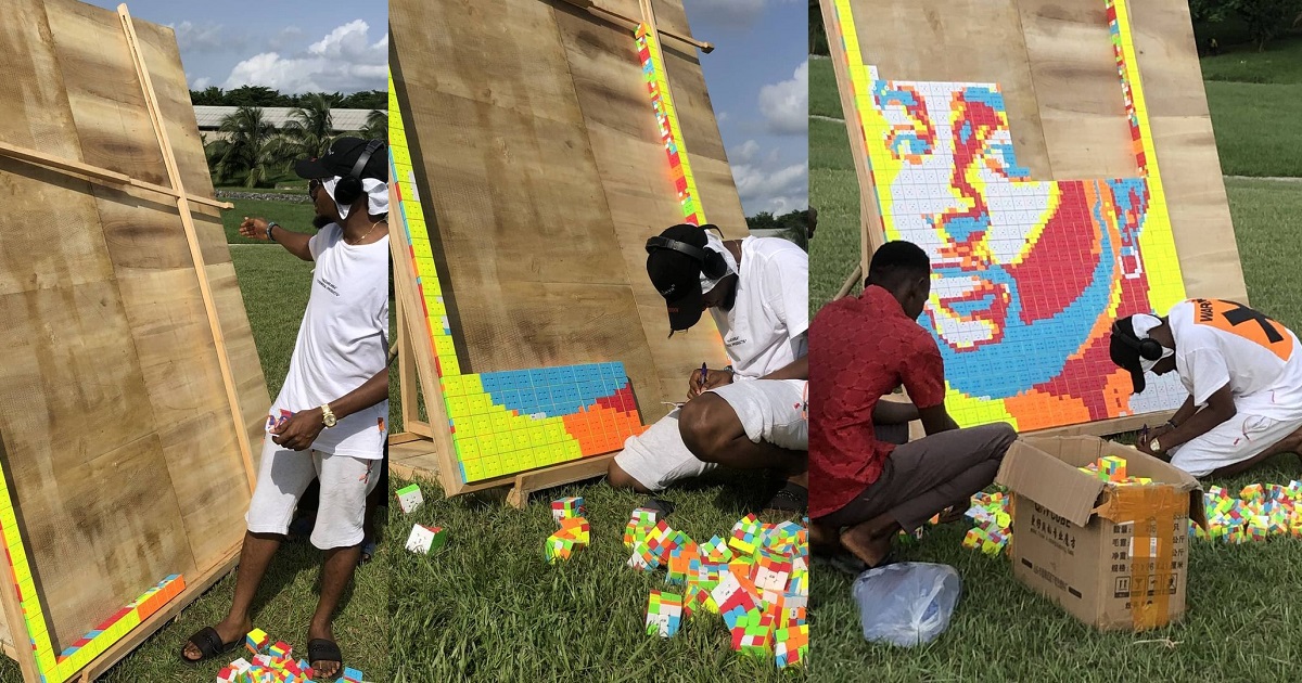 Nigerian artist creates portrait of Davido using 800 Rubik’s cubes ...