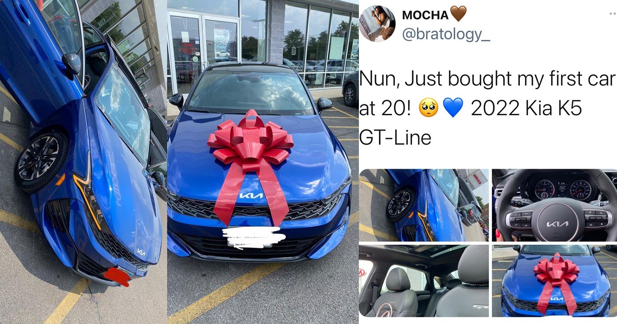 Lady buys her first car, a 2022 Kia K5, at the age of 20 (Photos ...