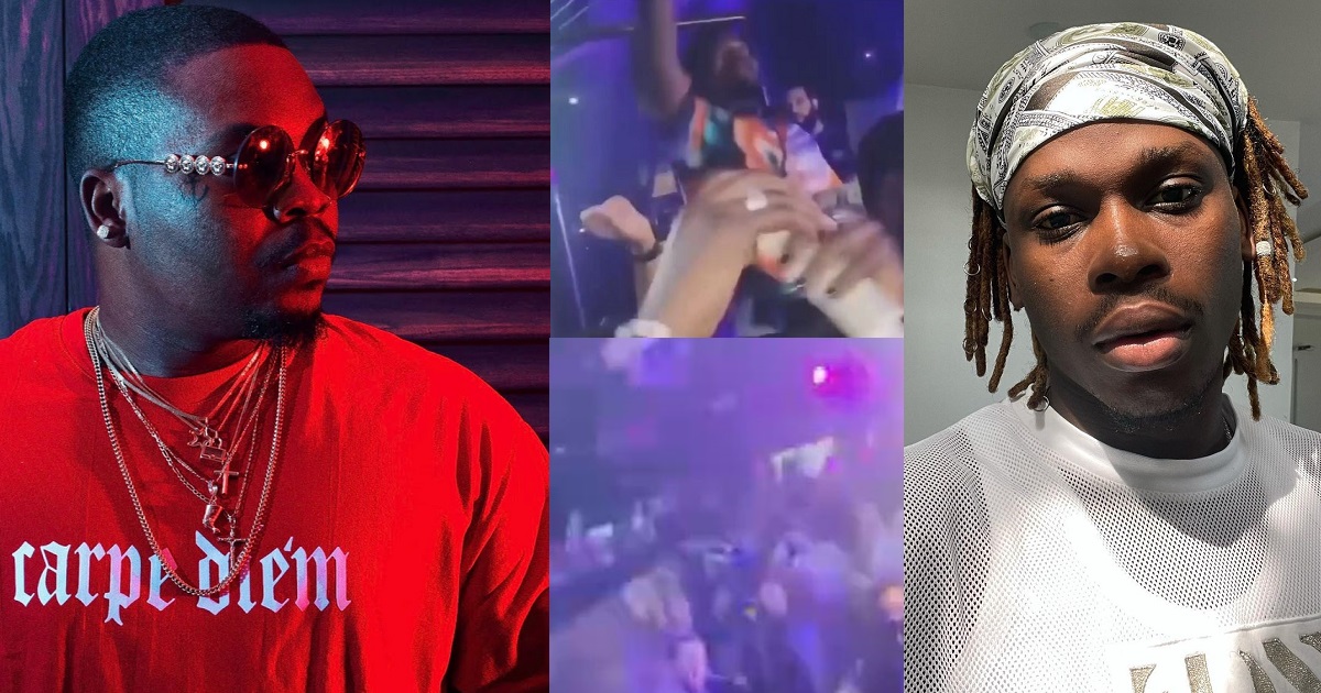 White clubbers watch in awe as Olamide and Fireboy make money rain at a ...