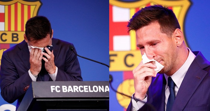 Lionel Messi breaks down in tears as he bids farewell to Barcelona in ...