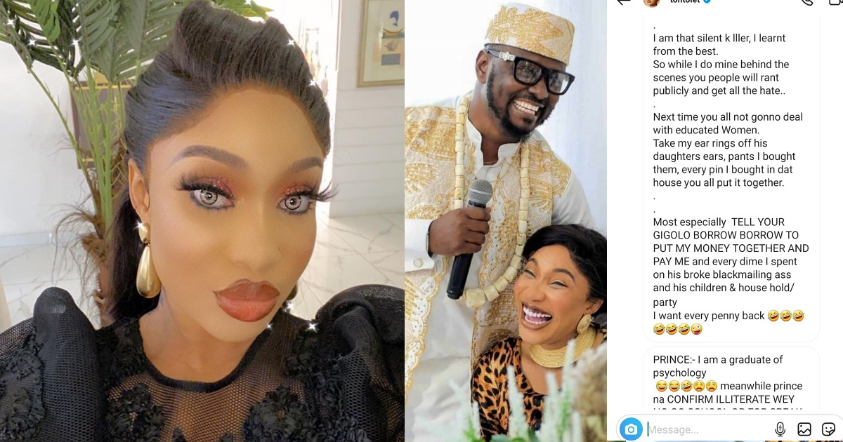 Tonto Dike's ex-lover, Prince Kpokpogri hints that she's the person who leaked their recorded ...