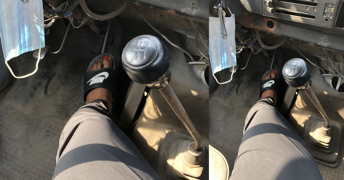 Moment A Female passenger stepped on the brake of commercial bus after ...