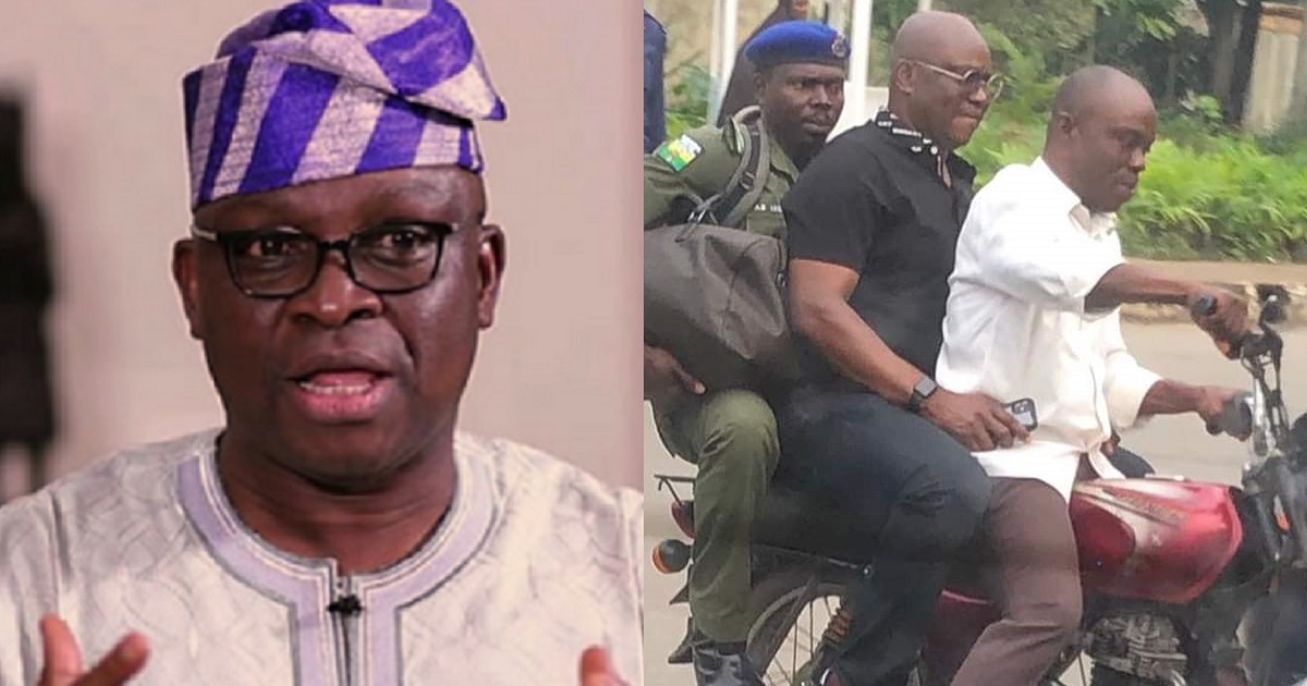 Lagos traffic: Former Gov Fayose rides on okada to avoid missing his ...