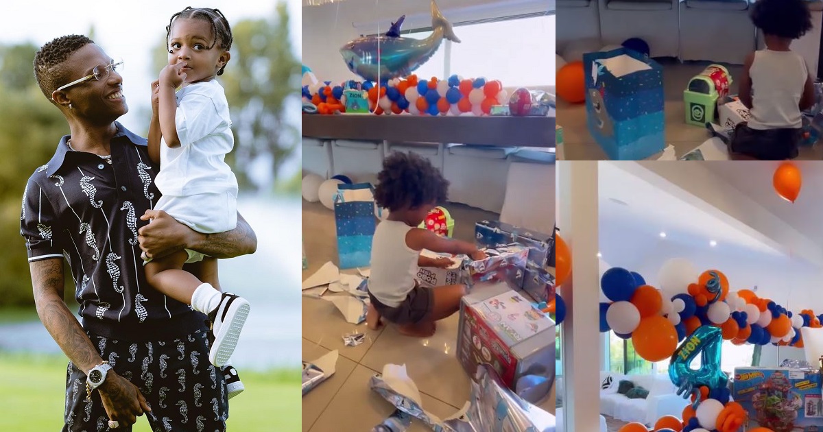 Wizkid showers son, Zion with loads of gifts on his 4th birthday (video)