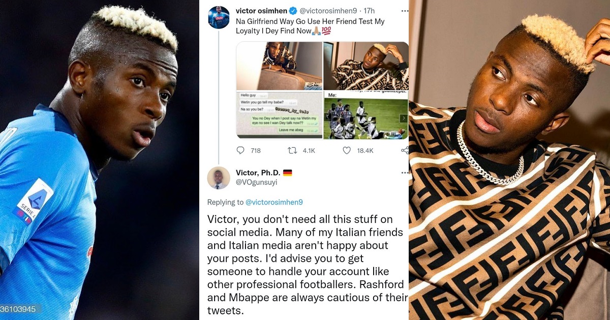 Footballer, Victor Osinhem replies follower who advised him to stop ...