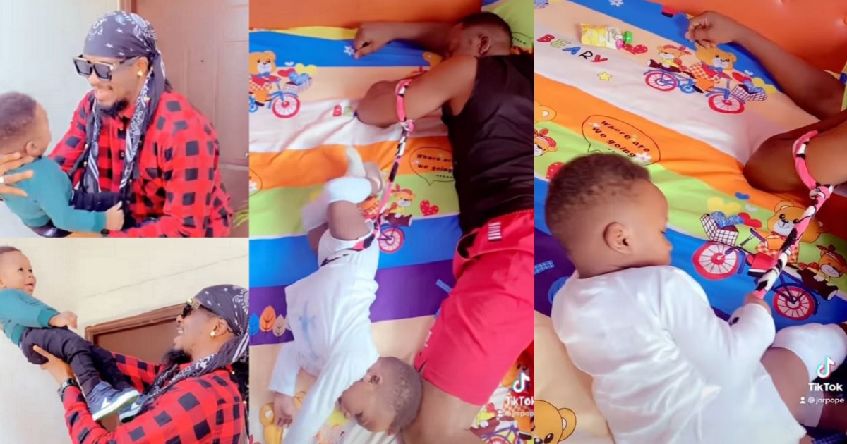 Actor, Junior Pope shares hilarious video showing how he babysits his ...