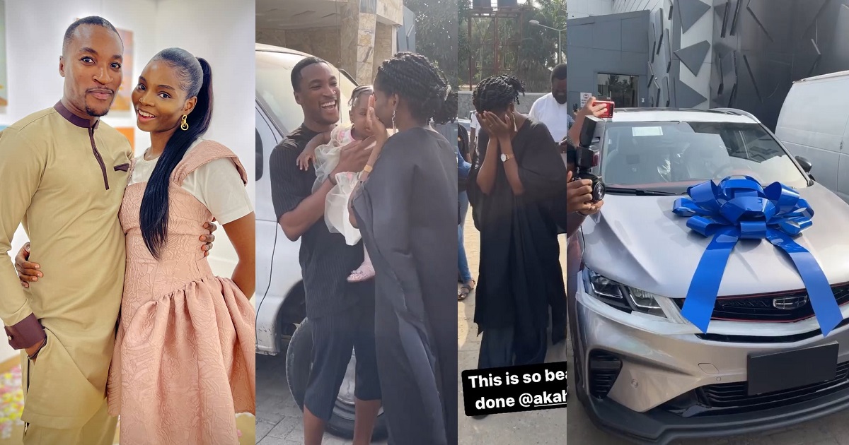 Actor, Akah Nnani wows his wife with an exotic car as push present ...