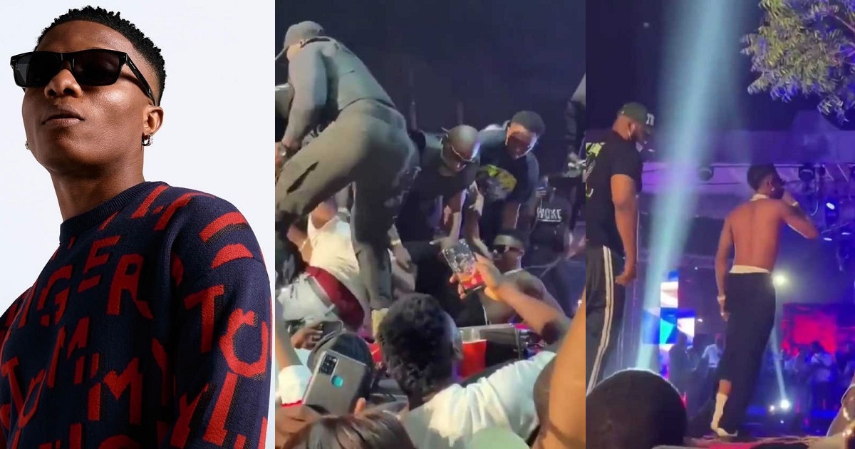 "Bring him back" – Wizkid tells bouncers dragging fan who tore his ...