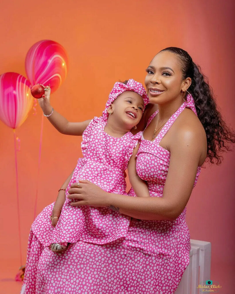 Adorable new photos of BBNaija star, TBoss and her daughter