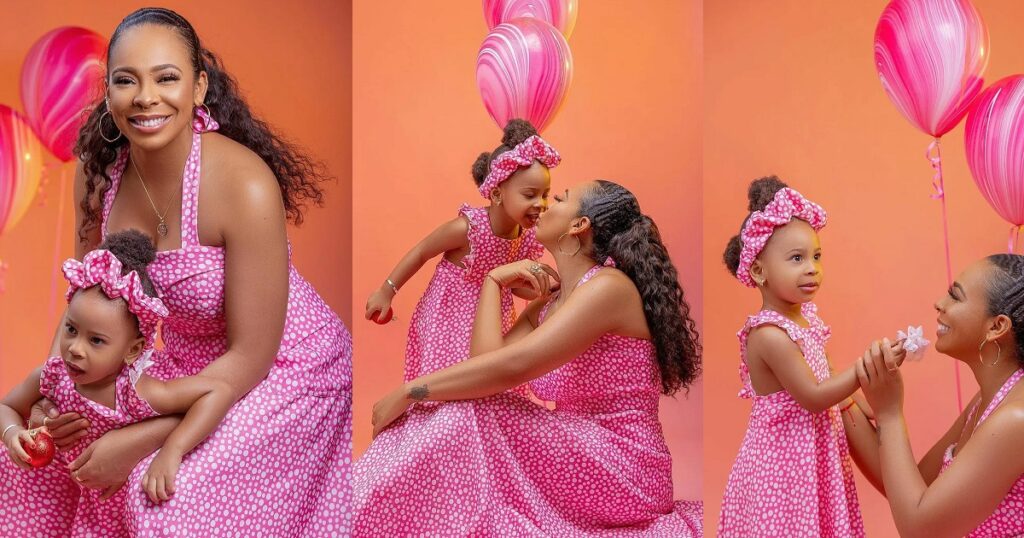 Adorable new photos of BBNaija star, TBoss and her daughter