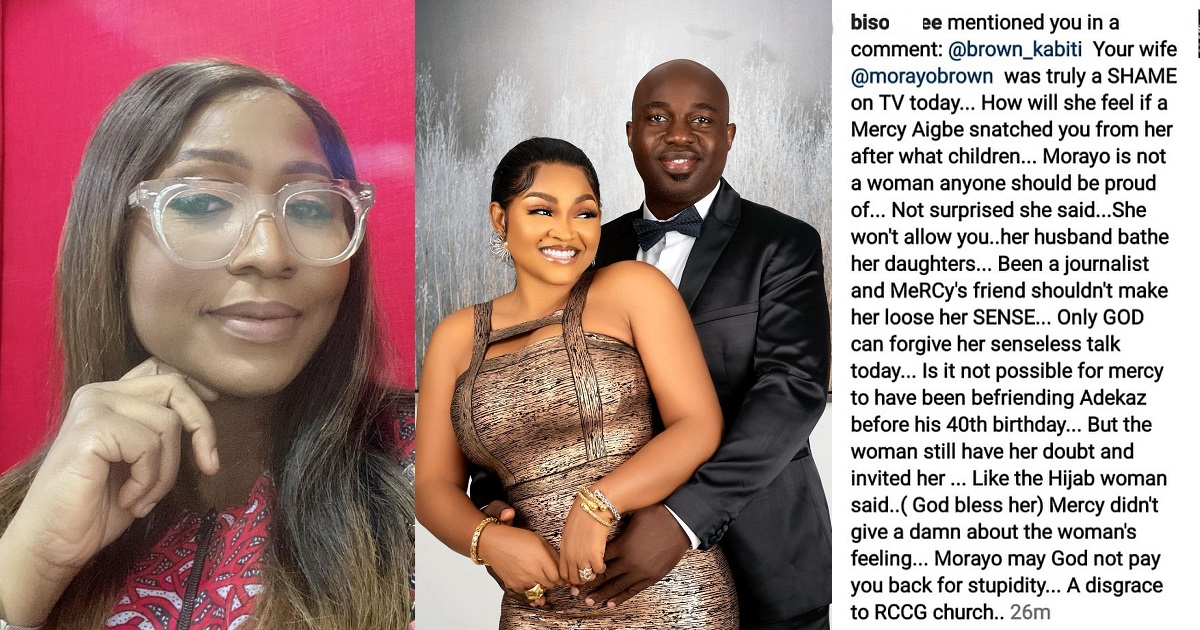 TV host, Morayo Brown shares message someone sent to her husband after she supported Mercy Aigbe ...