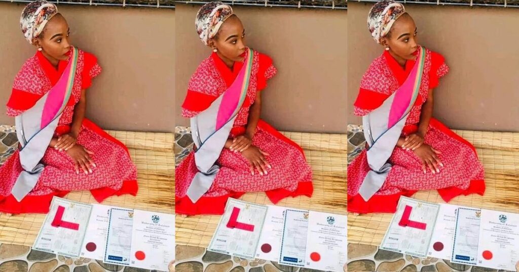 South African lady displays her four certificates during bride price ...