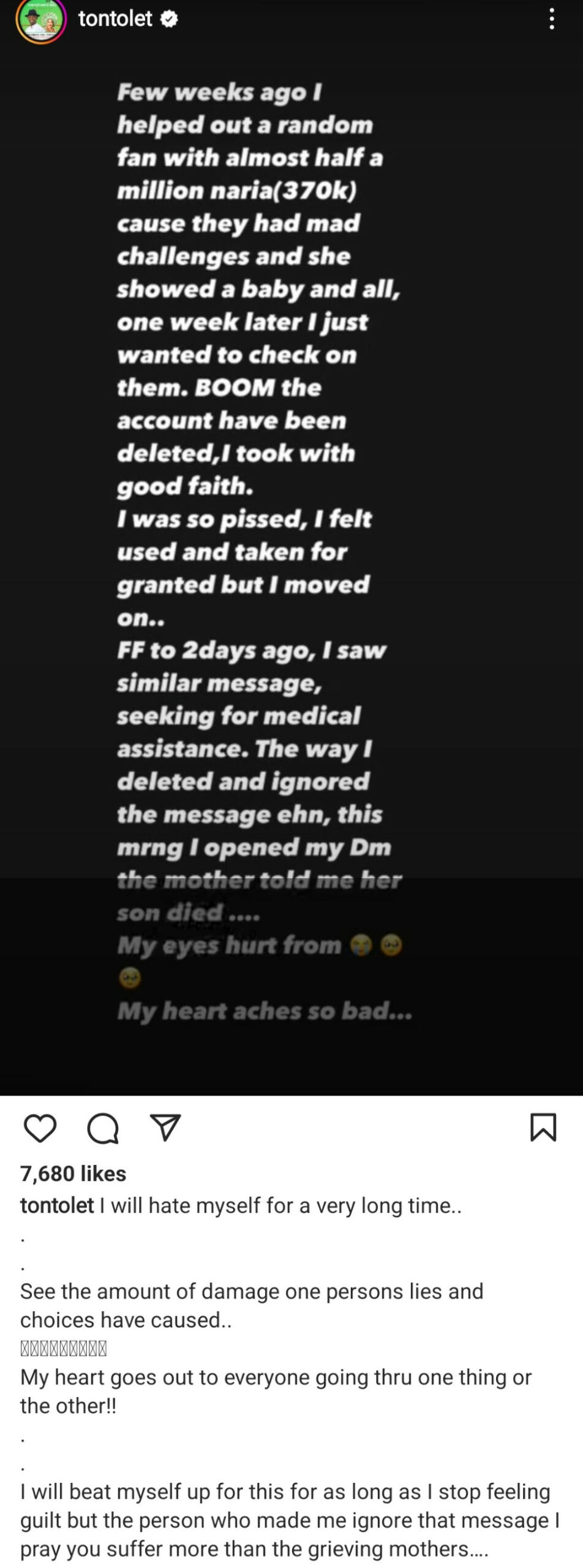 "I will hate myself for a long time" – Tonto Dikeh laments after a ...
