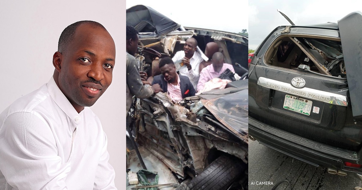 Gospel singer, Dunsin Oyekan survives a ghastly motor accident (photos)
