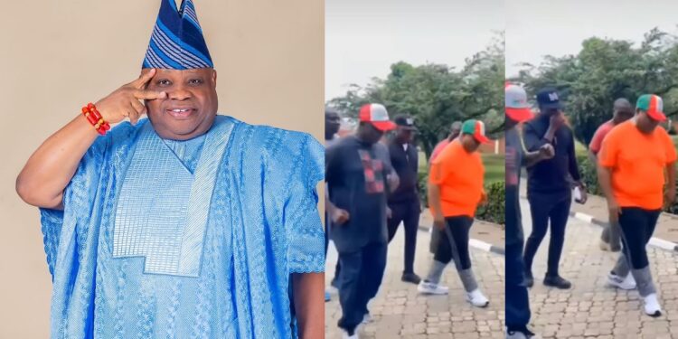 Ademola Adeleke, shows off his dancing skills as he prepares for his inauguration as Osun state ...