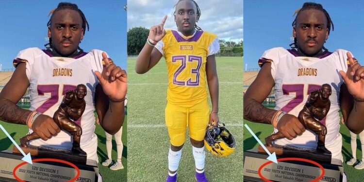 12-year-old football player's physical appearance causes a stir online