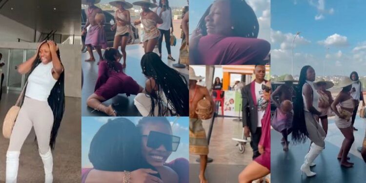 Beautiful moment dancer Janemena welcomed Korra Obidi at airport with ...