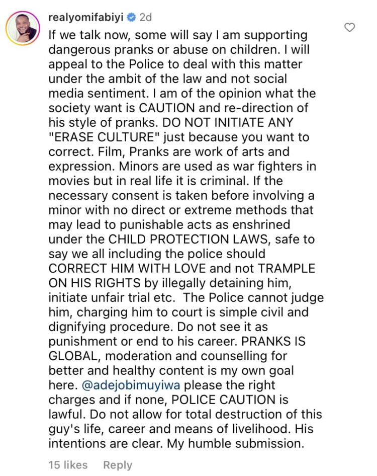 "Pranks are works of art and expression, correct Trinity Guy with love" – Actor, Yomi Fabiyi ...