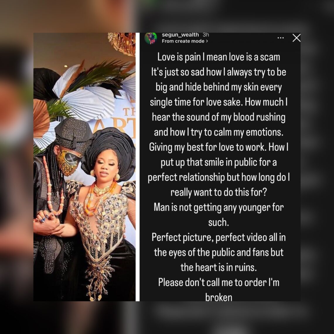 Segun Wealth makes U-turn, praises wife Toyin Lawani hours after saying ...
