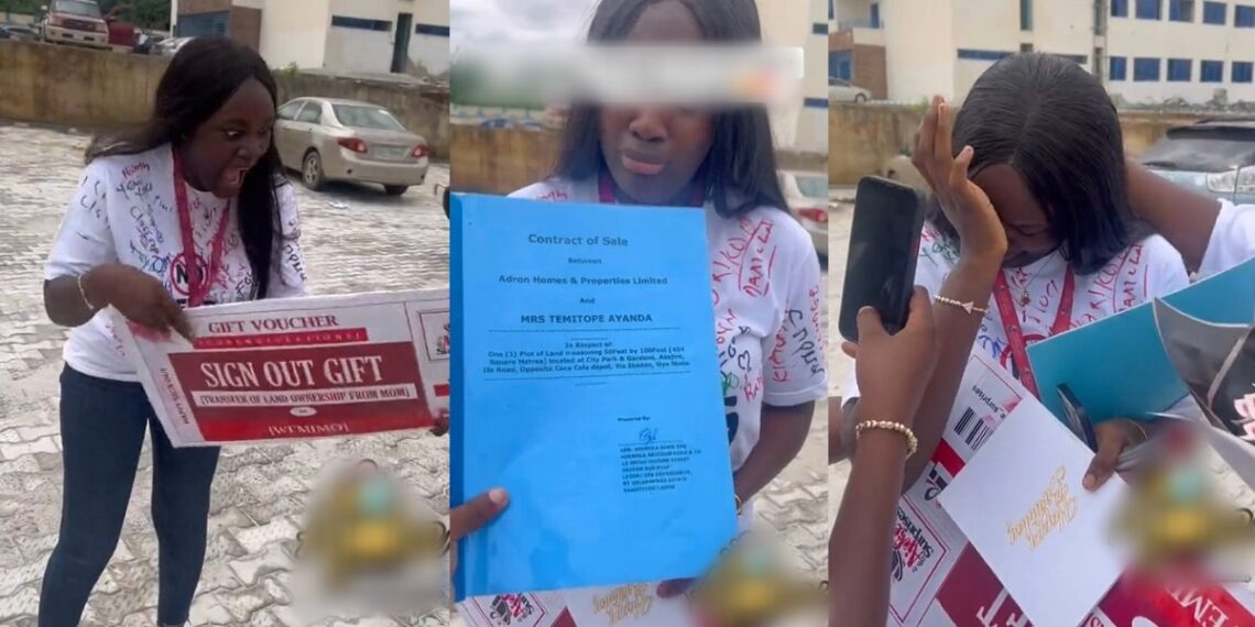 Fresh graduate emotional as she receives land as sign-out gift from her ...