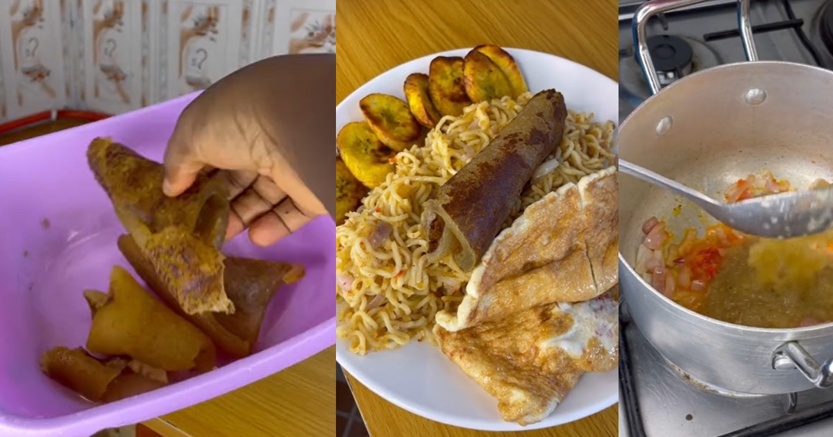 "Ponmo smoothie" - Nigerians in awe as lady blends cow skin (ponmo) to ...