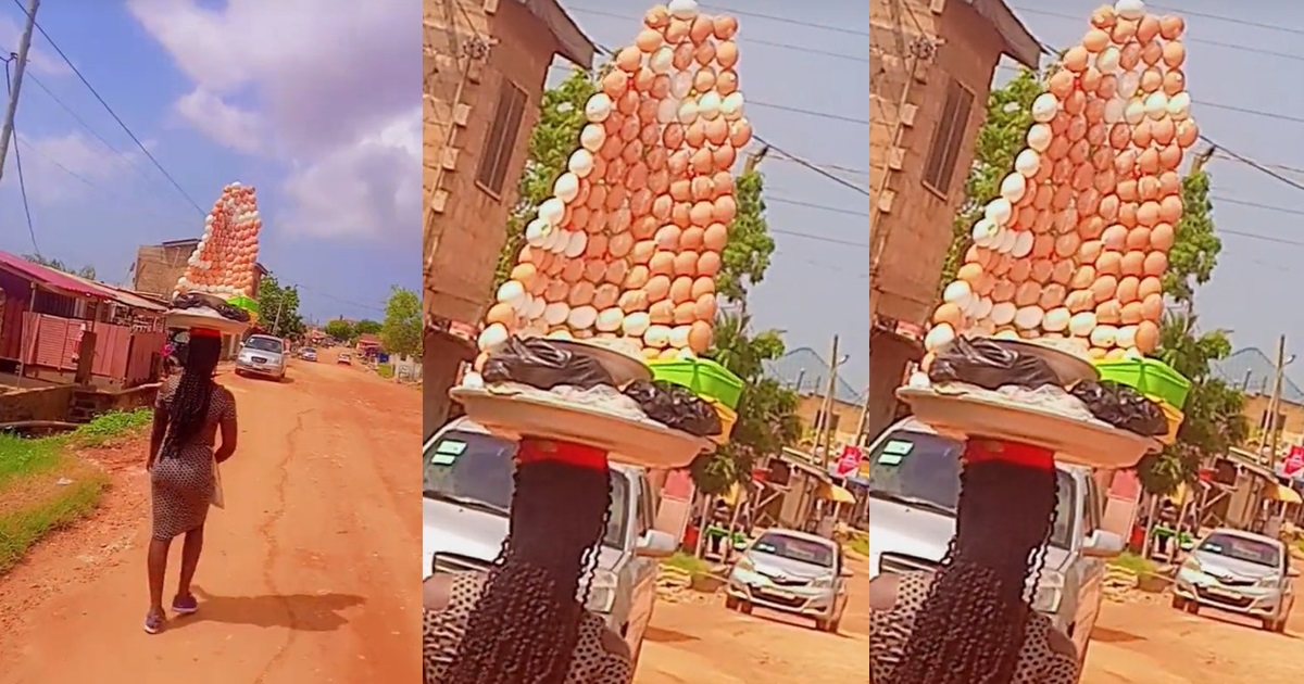 Ghanaian egg vendor amaze customers as she skillfully arranged eggs ...