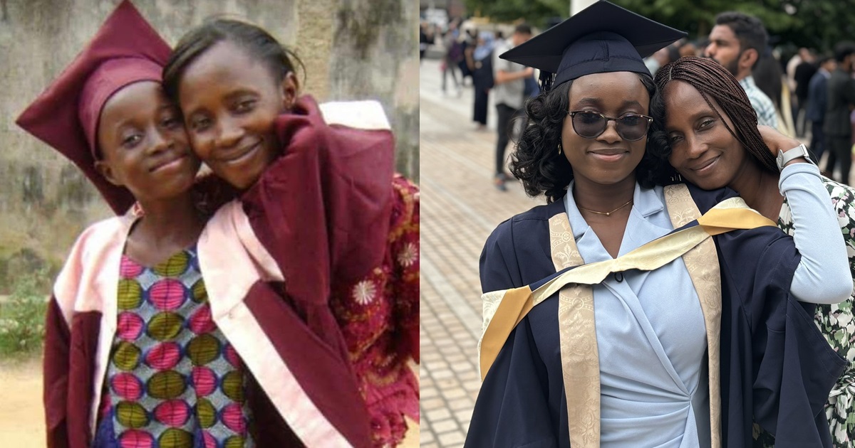 Nigerian lady recreates graduation photo with her mother as she bags ...
