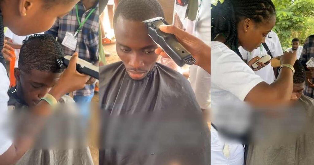 Female NYSC Corper Stuns Colleagues With Exceptional Barbing Skills ...