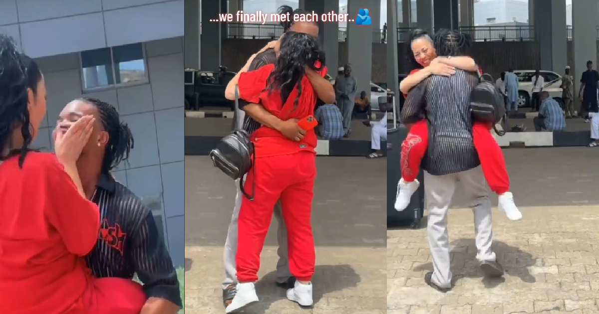 Caucasian Lady Finally Meets Her Nigerian Partner After 7 Months of ...