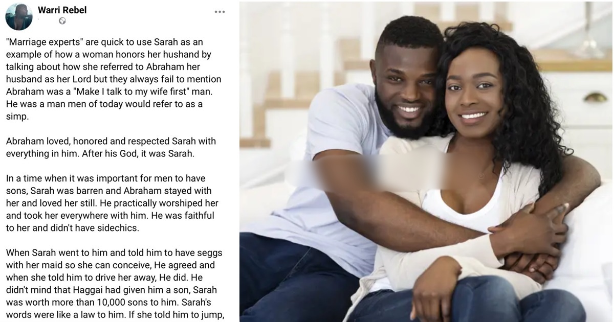 "Abraham was a 'simp' and that is why Sarah could respect and call him ...