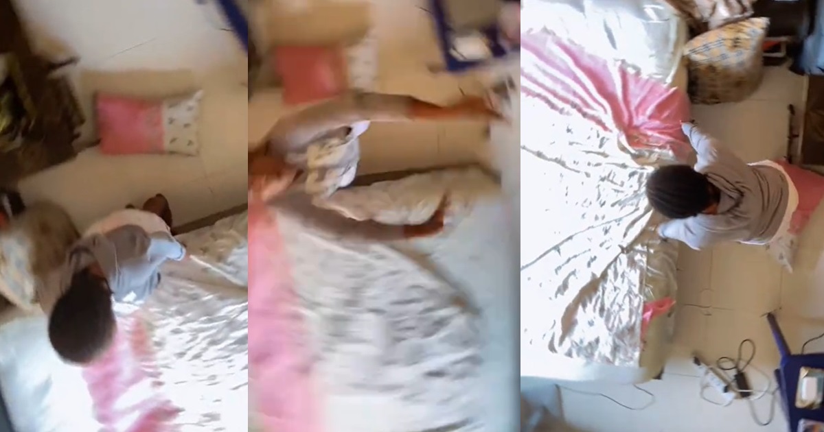"Ceiling content gone wr0ng "– Lady pan!cs as phone spins out of ...