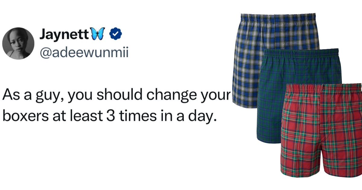 Men take to correct!on as lady instructs that they change their boxers ...