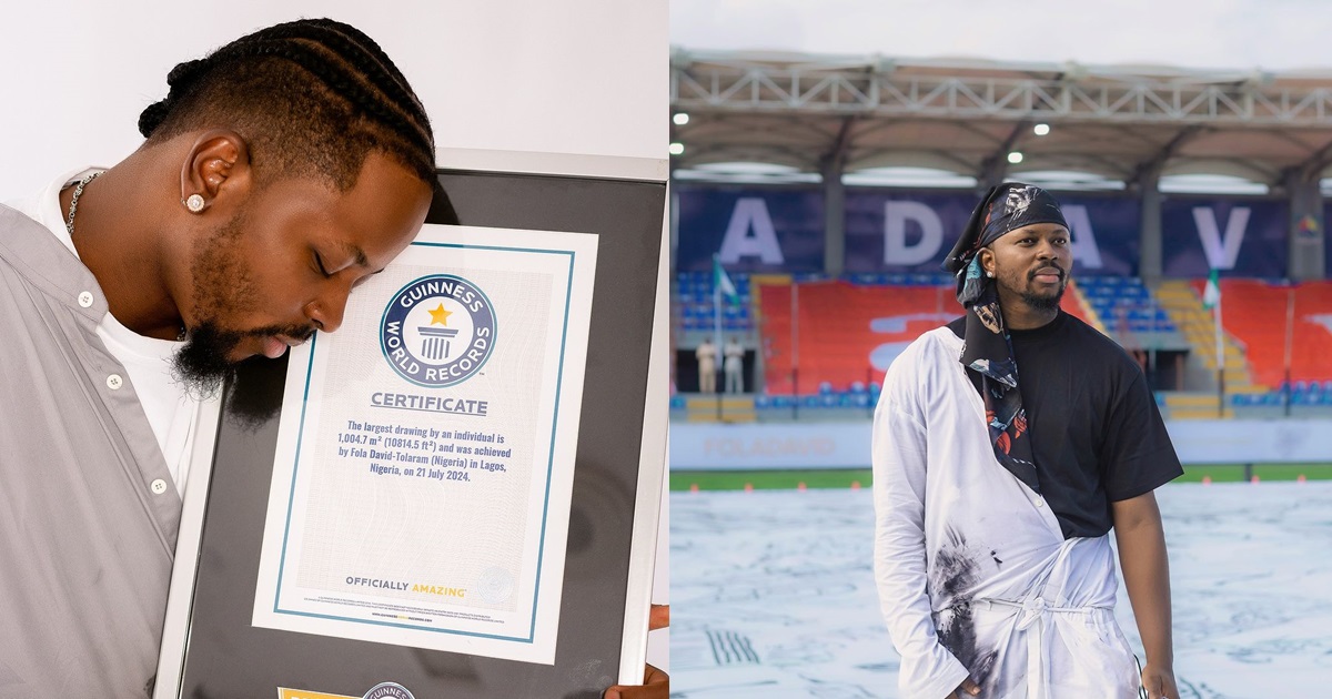Fola David receives the record for the world's largest drawing by an ...