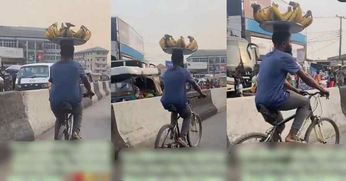 Viral video of man riding bicycle while hawking plantains sp@rks ...