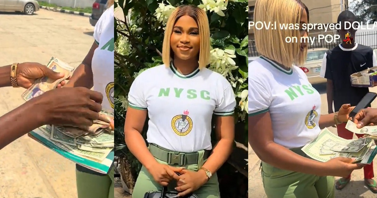 Corp Member Celebrated with Dollar Bills at Passing Out Parade Ceremony ...
