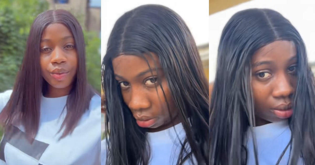 Lady reveals the ridiculous transformation in her bone-straight wig ...