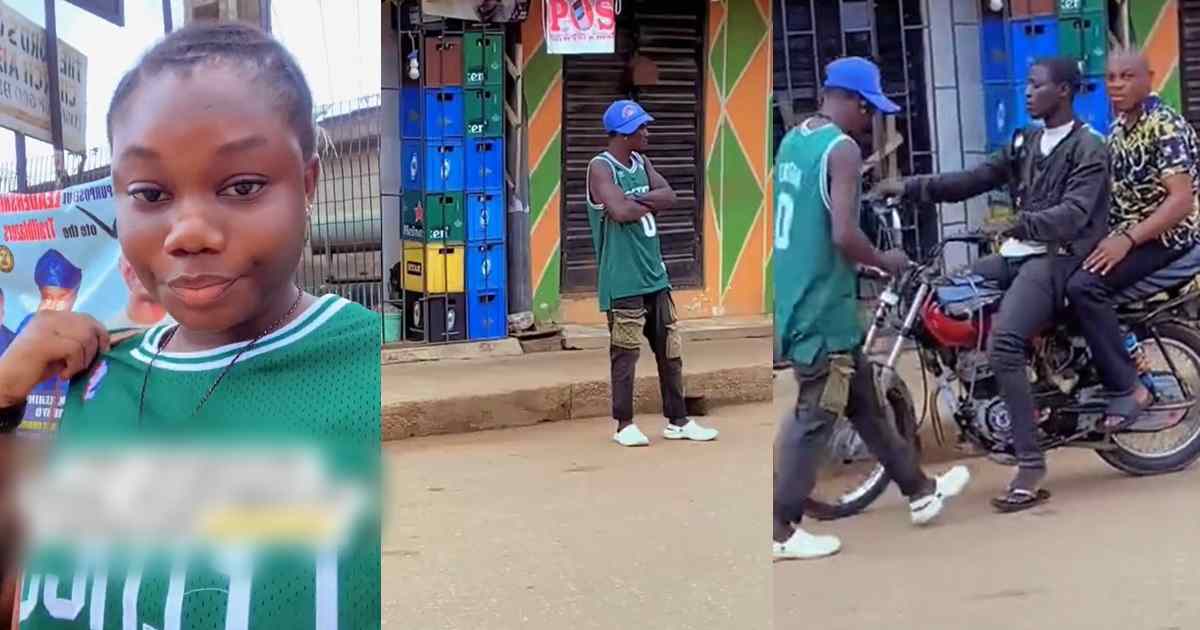 Lady stúnned after realizing she wore a matching jersey with an 'agbero ...